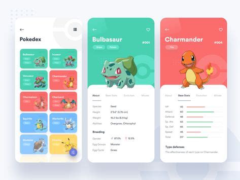 52 Pokemon Interface Designs Ideas Pokemon Design App Design