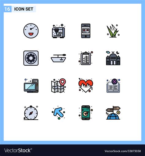 Group 16 Flat Color Filled Lines Signs Royalty Free Vector