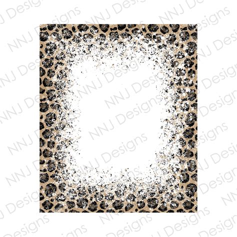 Leopard Print Splatter Rectangle Frame Png Sublimation Designs Splash Paint Square Hand Drawn