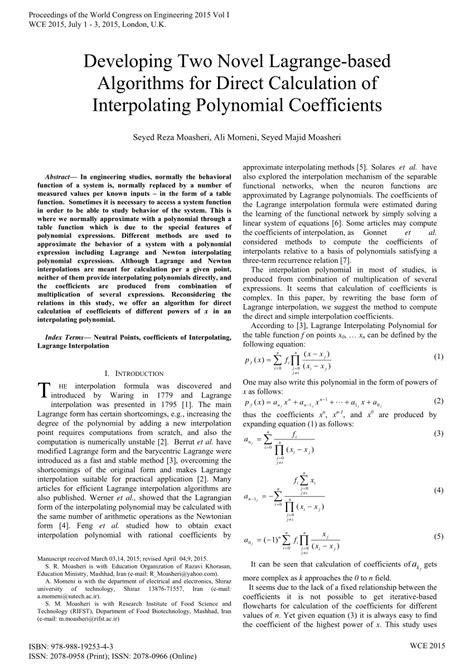 Pdf Developing Two Novel Lagrange Based Algorithms For Direct