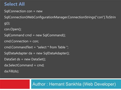 Database Connectivity To Sql Server