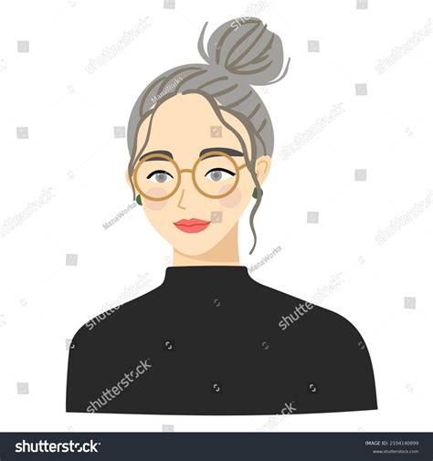 Female Bun Hair Glasses Vector Illustration Stock Vector Royalty Free