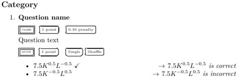 Equations Cloze Multichoice Question In The Latex Using The Package Moodle Tex Latex