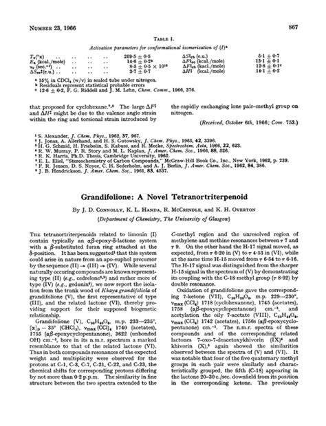 Grandifolione A Novel Tetranortriterpenoid Chemical Communications London Rsc Publishing