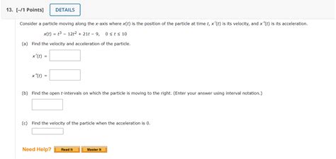 solved consider a particle moving along the x axis where