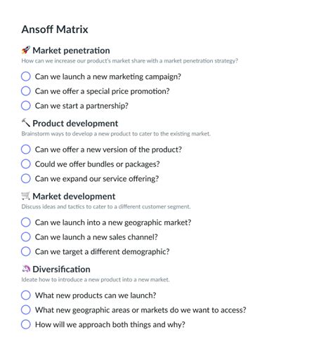 Ansoff矩阵模板 Fellow App Bob体彩官网