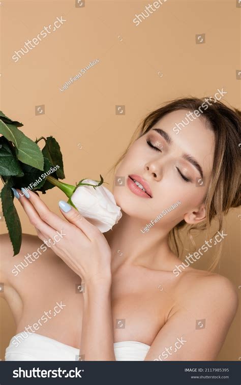 Sensual Woman Bare Shoulders Closed Eyes Stock Photo Shutterstock