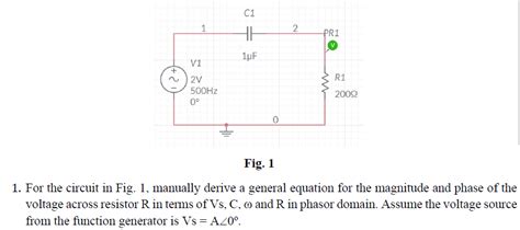 Solved Part AC Circuit AnalysisFig For The Chegg Com