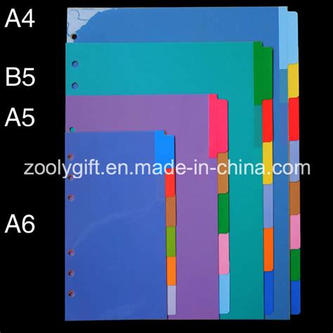 Pp Index Dividers Assorted Color Plastic Index File Dividers China Document File Folder And
