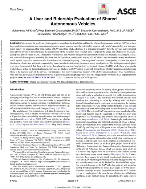 Pdf A User And Ridership Evaluation Of Shared Autonomous Vehicles
