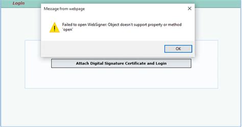 failed to open websigner object doesn t support property or method