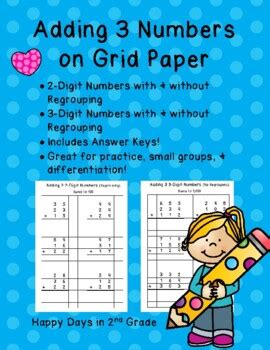 Adding Three Digit Digit Numbers With Grid Paper Just Print Go