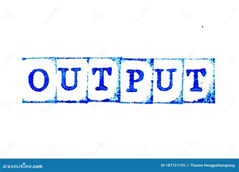 Blue Ink Of Rubber Stamp In Word Output On White Paper Background Stock