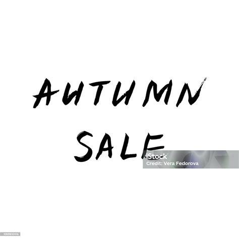 가 판매 손을 브러시와 함께입니다 그런 지 스타일 글자입니다 검은 구 아 슈 도면 흰색 배경에 고립입니다 계절 판매 배너입니다 가을에 대한 스톡 벡터 아트 및 기타 이미지