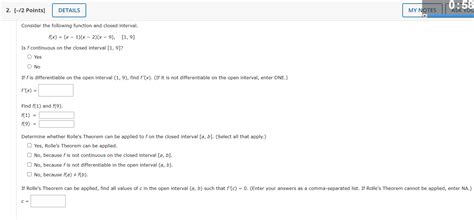 Solved Consider The Following Function And Closed Interval