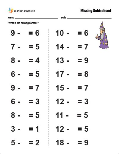 Printable Missing Subtrahend Worksheet Math Lesson Plans Kindergarten Math Worksheets Math