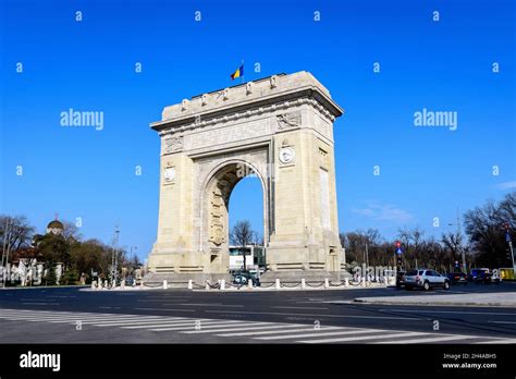 Bucharest Romania 3 April 2021 Arcul De Triumf The Arch Of Triumph