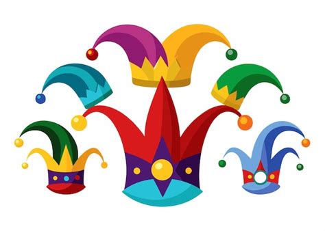 Jester Hat Collection On White Background Premium Ai Generated Vector