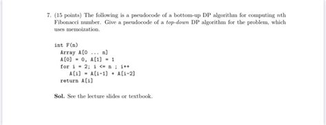 Solved 7 15 Points The Following Is A Pseudocode Of A
