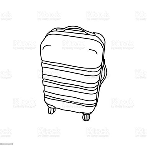 여행을위한 벡터 여행 가방 가방 또는 배낭 다양한 종류의 수하물 여행 가방 및 가방이 선형 스타일로 손으로 그려집니다 광고 브로셔 배너 및 포스터의 디자인을 위해 가방에