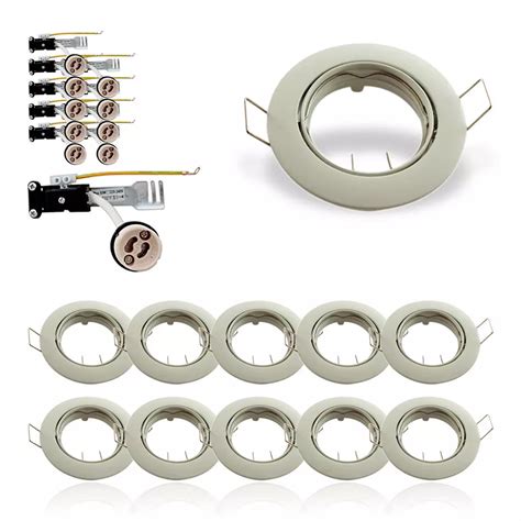 Lot De 10 Supports De Plafond Spot Encastrable Blanc Orientable Perçage