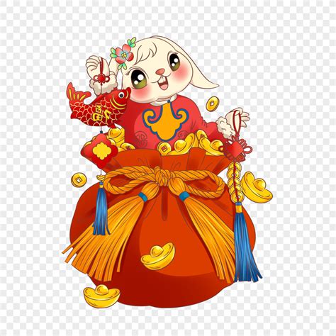 새해 토끼 복주머니 Png 일러스트 무료 다운로드 Lovepik