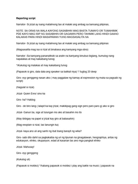 Reporting Script Pdf