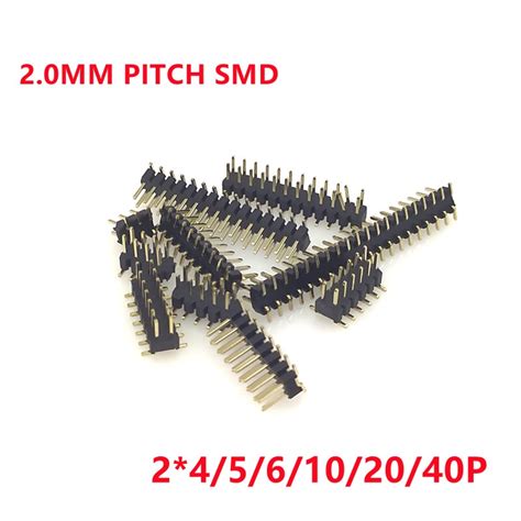 10pcs 2 0mm Pitch Double Row Male Pin Header Smd Smt 2 4 5 6 8 10 20 40pin Strip Pinheader