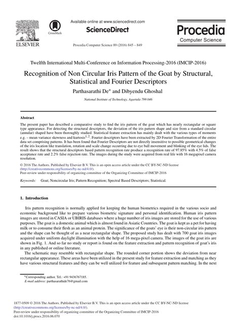 pdf recognition of non circular iris pattern of the goat by