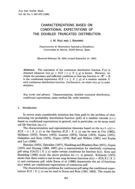 Pdf Characterizations Based On Conditional Expectations Of The Doubled Truncated Distribution