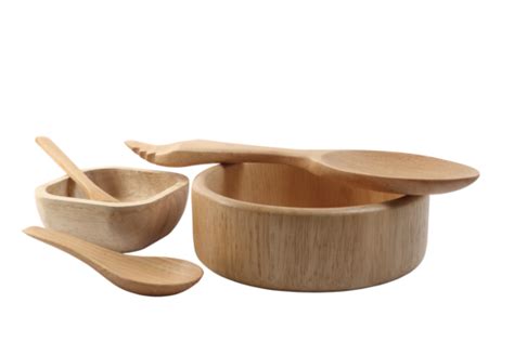 Wooden Kitchenware Isolated With Clipping Path Scoop Ware Traditional