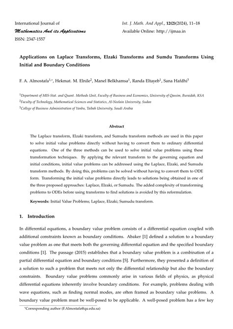 Pdf Applications On Laplace Transforms Elzaki Transforms And Sumdu Transforms Using Initial