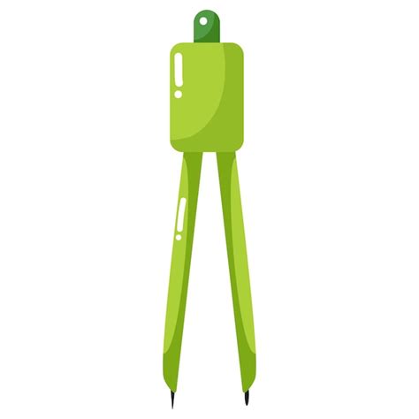 Cartoon Green Compass School Stationery Drafting Drawing Tool Vector