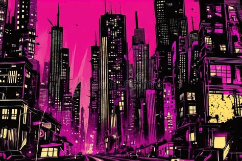 Cyber Punk Style Cityscape Stock Illustration Illustration Of Style 293483756