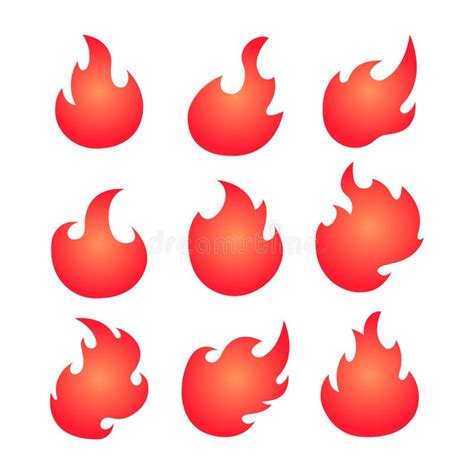 Fire Flame Shape Illustration Set Stock Vector Illustration Of