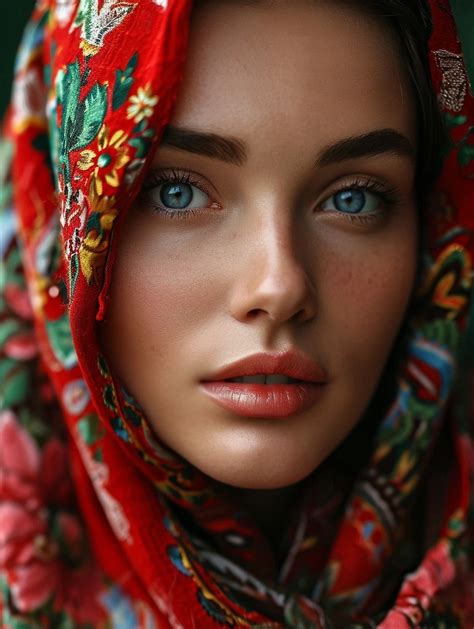 Stunning Russian Beauty Captivating Facial Features In A Photo Promptden