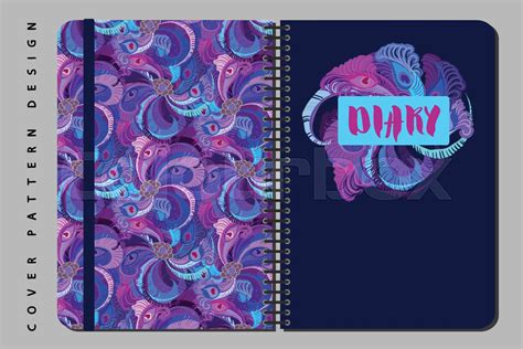 Notebook And Diary Cover Design For Print With Seamless Pattern Included Stock Vector Colourbox
