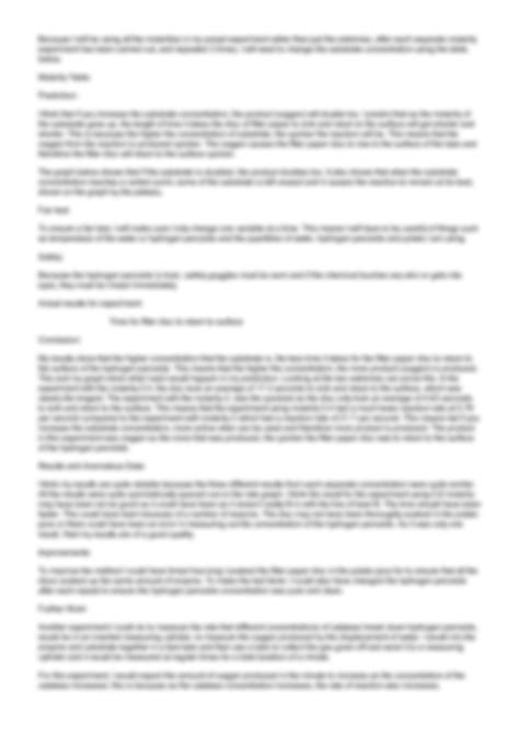 Solution To Investigate How Long It Takes Catalase An Enzyme To React With The Hydrogen