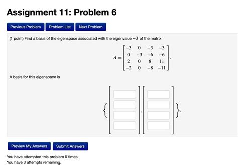 Solved 1 Point Find A Basis Of The Eigenspace Associated