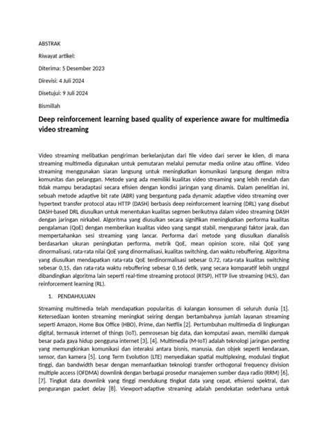 Deep Reinforcement Learning Based Quality Of Experience Aware Pdf