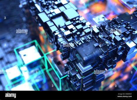 Quantum Computing Concept Of A Quantum Computer Abstract Technological Background From Blocks