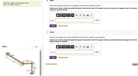 Solved Rod Cd Is Rotating With An Angular Velocity Omega Cd32rads Figure 1 Figure