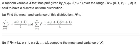 Solved N Is A Random Variable Xthat Has Pmf Given By
