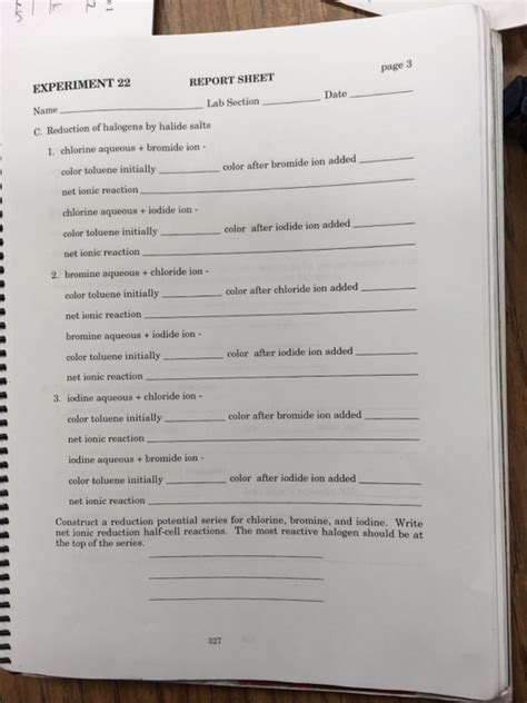 Solved Reduction Of Halogens By Halide Salts Chlorine