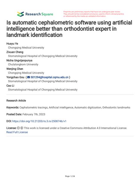 Pdf Is Automatic Cephalometric Software Using Artificial Intelligence Better Than Orthodontist