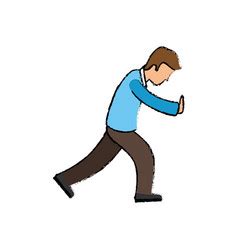 Man Pushing Cartoon Royalty Free Vector Image Vectorstock
