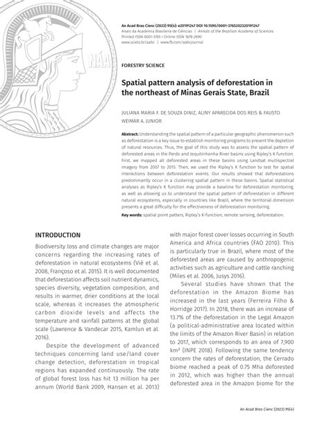Pdf Spatial Pattern Analysis Of Deforestation In The Northeast Of Minas Gerais State Brazil