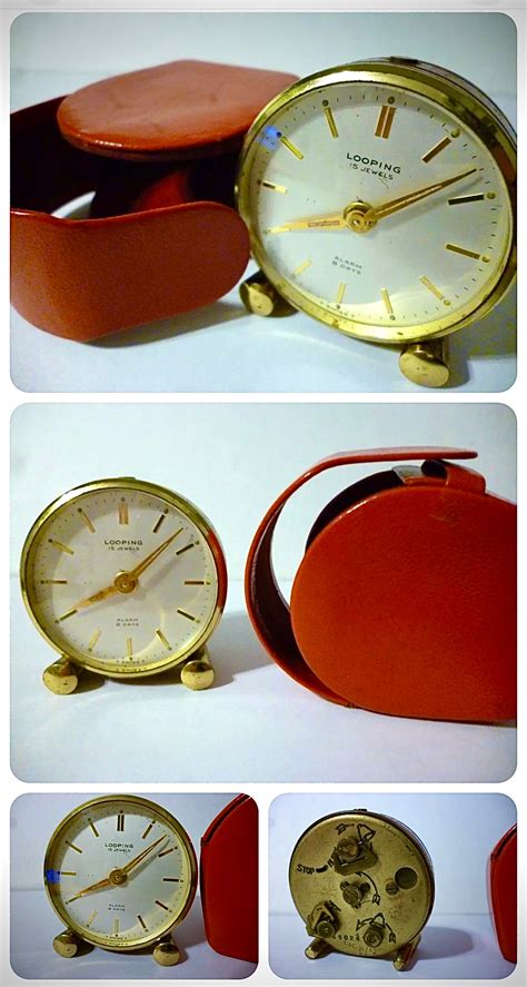 12 Looping 8 Days 15 Jewels Travel Alarm Clock With Case As Is To Res
