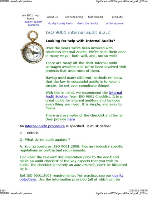 Iso 9001 Internal Audit Questions Pdf Iso 9000 Internal Audit