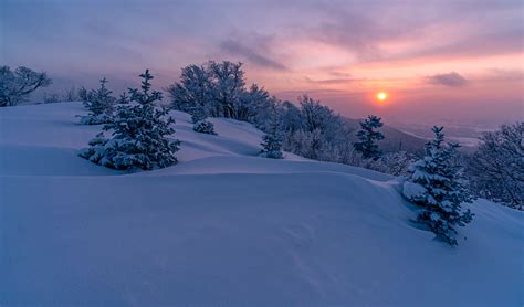 Обои зима снег закат рассвет сугробы солнце природа пейзаж для рабочего стола раздел
